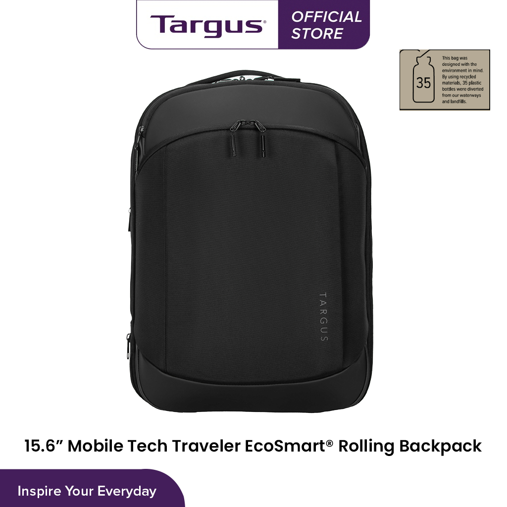 กระเป๋าเป้แบบมีล้อ 15.6 นิ้ว Targus EcoSmart® Mobile Tech Traveler Rolling Backpack - Black ...