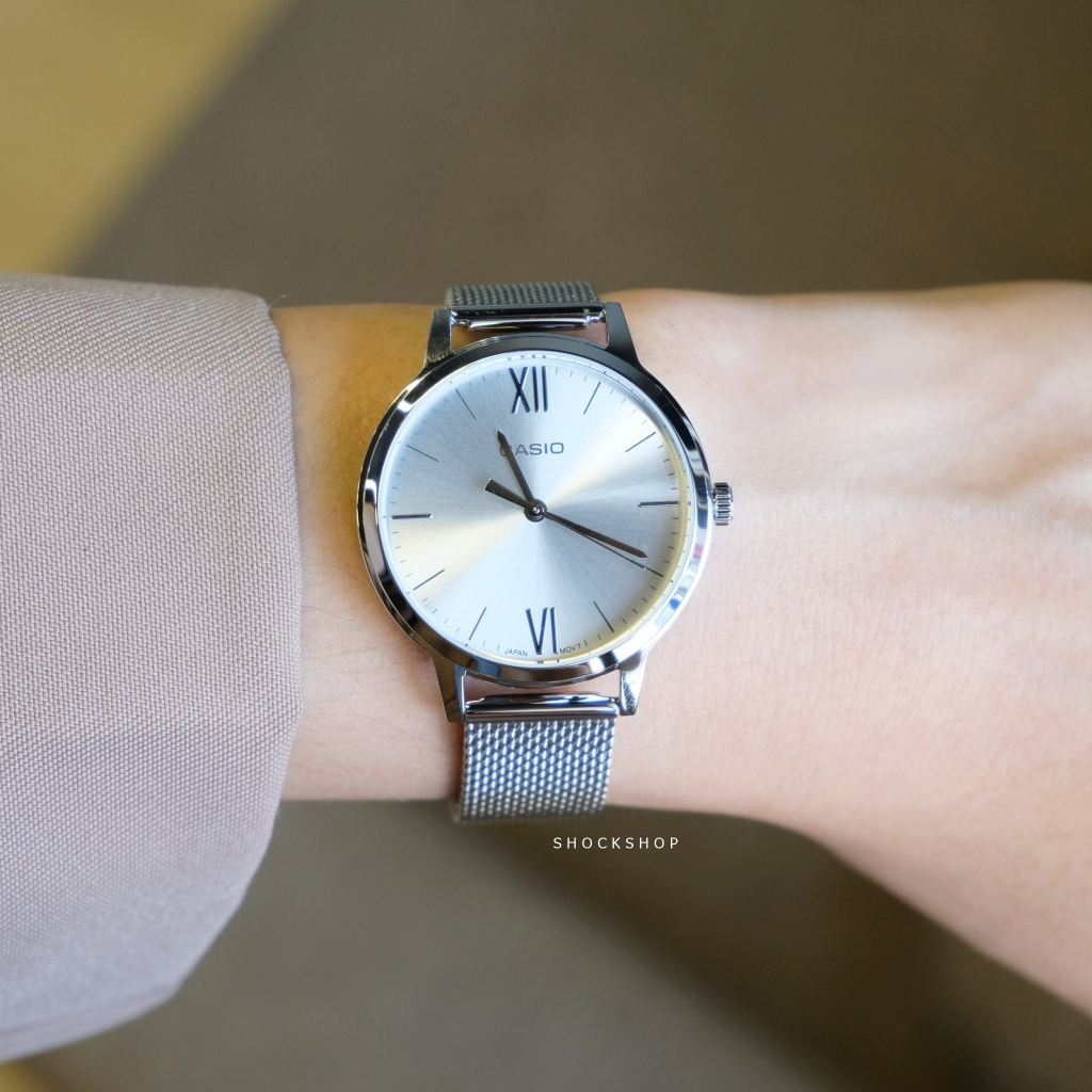 CASIO นาฬิกาข้อมือผู้หญิง สายตาข่ายสเตนเลสสตีล รุ่น LTP-E157 ของแท้ รับประกันสินค้า 1 ปี ...