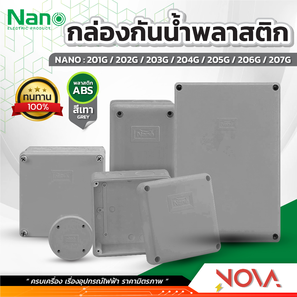 กล่องกันน้ำพลาสติก กล่องกันน้ำ ตู้กันน้ำพลาสติก นาโน สีเทา IP65 ...