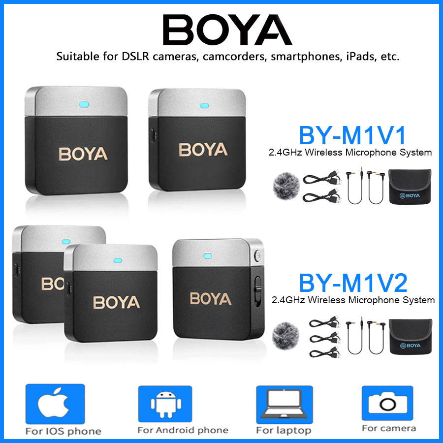 BOYA BY-M1 (V1 / V2) Wireless Microphone System For Camera & Smartphone ...
