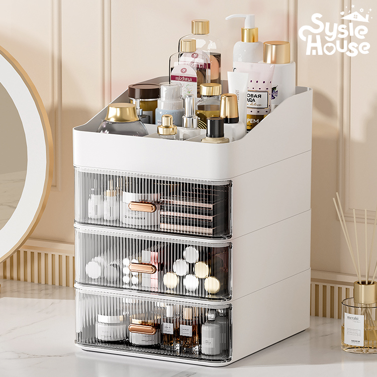 Sysie House กล่องใส่เครื่องสำอาง วางซ้อนกันได้ ชั้นวางของ สำหรับจัด ...