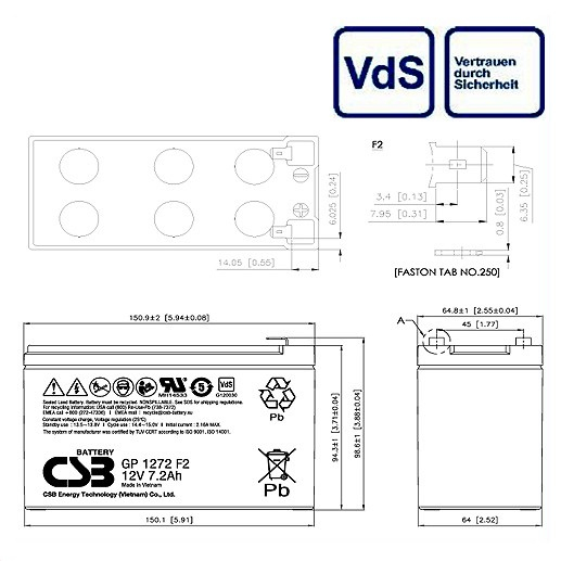 CSB Battery รุ่น GP1272 F2 -12V 7.2Ah- ใช้กับเครื่องสำรองไฟ (UPS) รับ ...