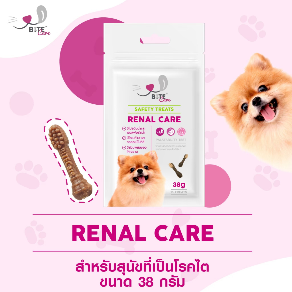 Bite Care สูตร Renal ขนมสุนัข เพื่อสุขภาพ สุนัขโรคไต (1 ซอง 38 กรัม) | Shopee Thailand