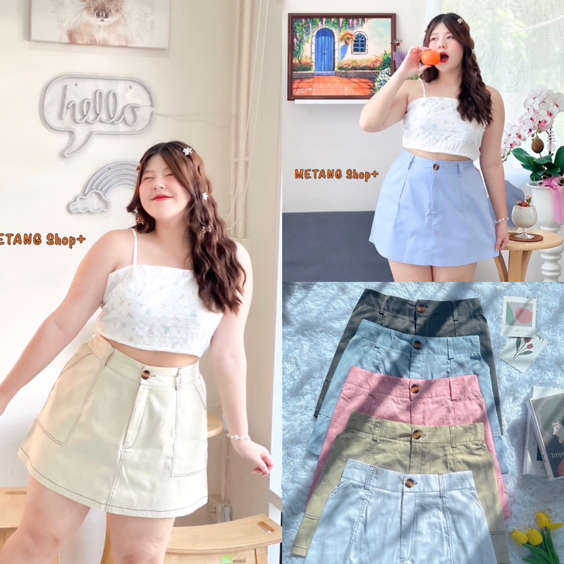 M0041 กระโปรงยีนส์กระดุมหน้าเอวสูง ดีไซน์เก๋เดินด้ายคนละสีกับผ้า งานเนี๊ยบมากค่ะ plussize สาวอวบ ...