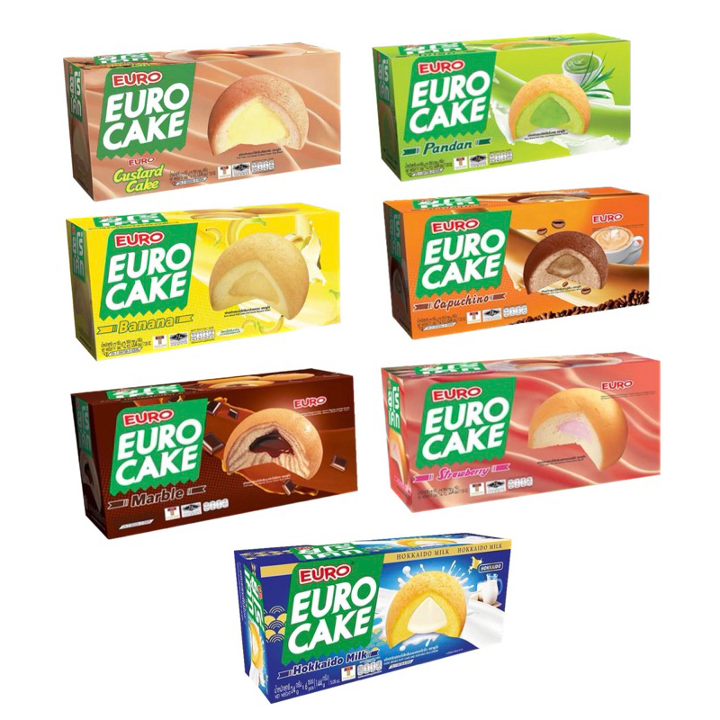 Euro Cake ยูโร่พัฟเค้กสอดไส้ 17 กรัม แพ็ค12 | Shopee Thailand