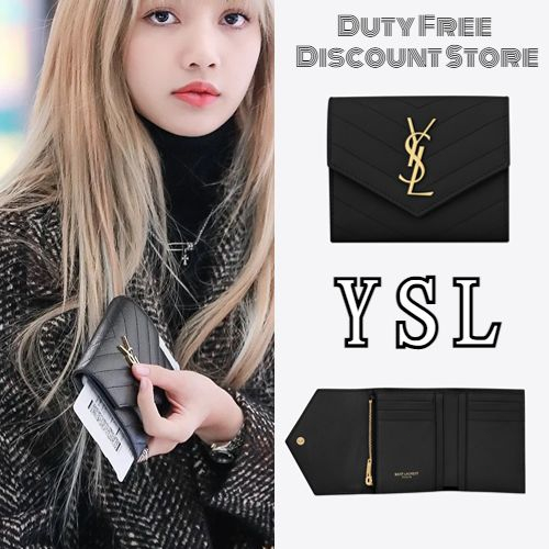 YSL CASSANDRE MATELASSÉ COMPACT TRI FOLD WALLET IN GRAIN DE POUDRE ...
