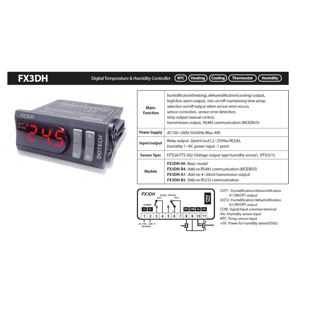 Digital Temperature & Humidity Control FX3DH-00 (Dotech) | Shopee Thailand