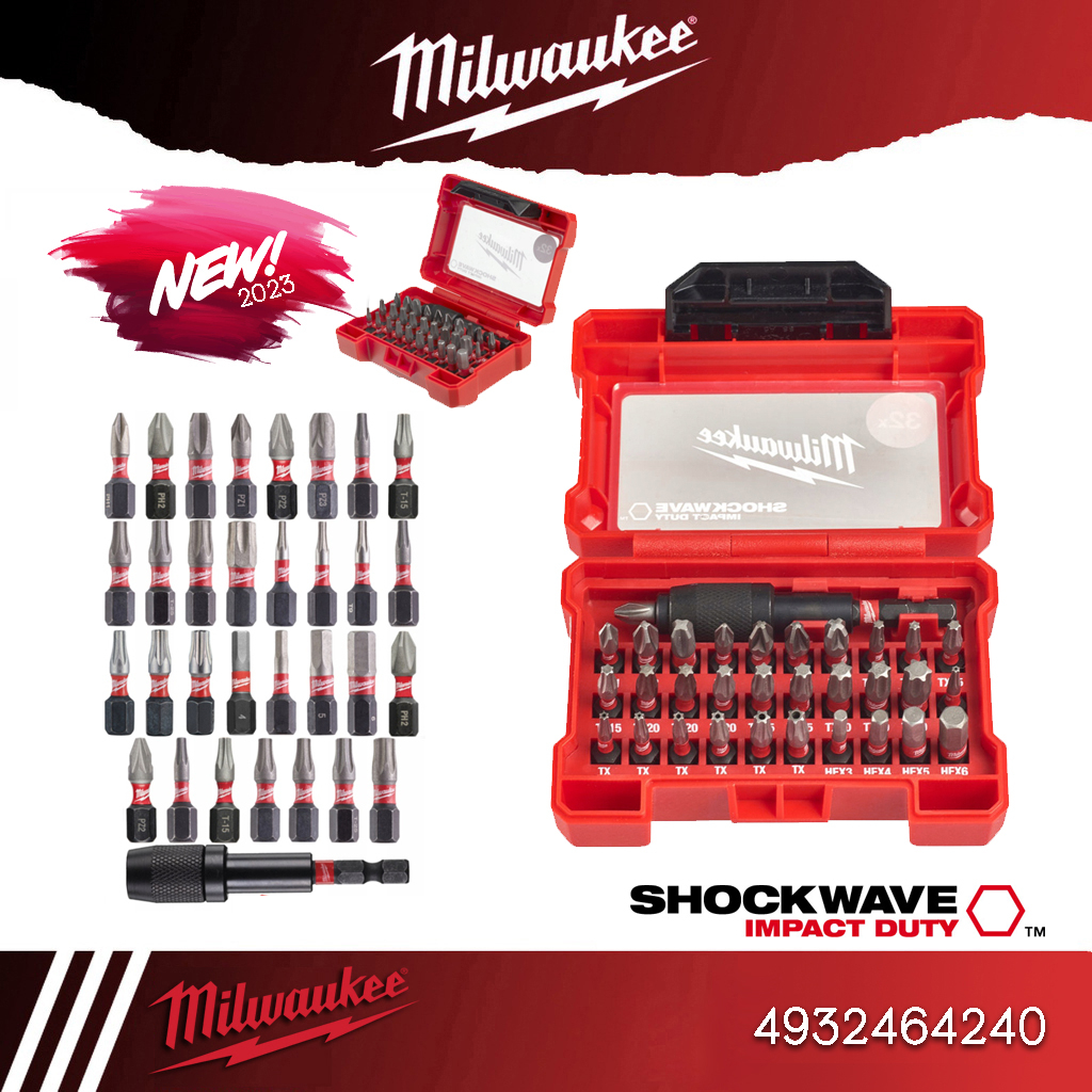Milwaukee 4932464240 ชุด ดอกไขควง 32 ชิ้น SHOCKWAVE 32PCE MINI SET ...