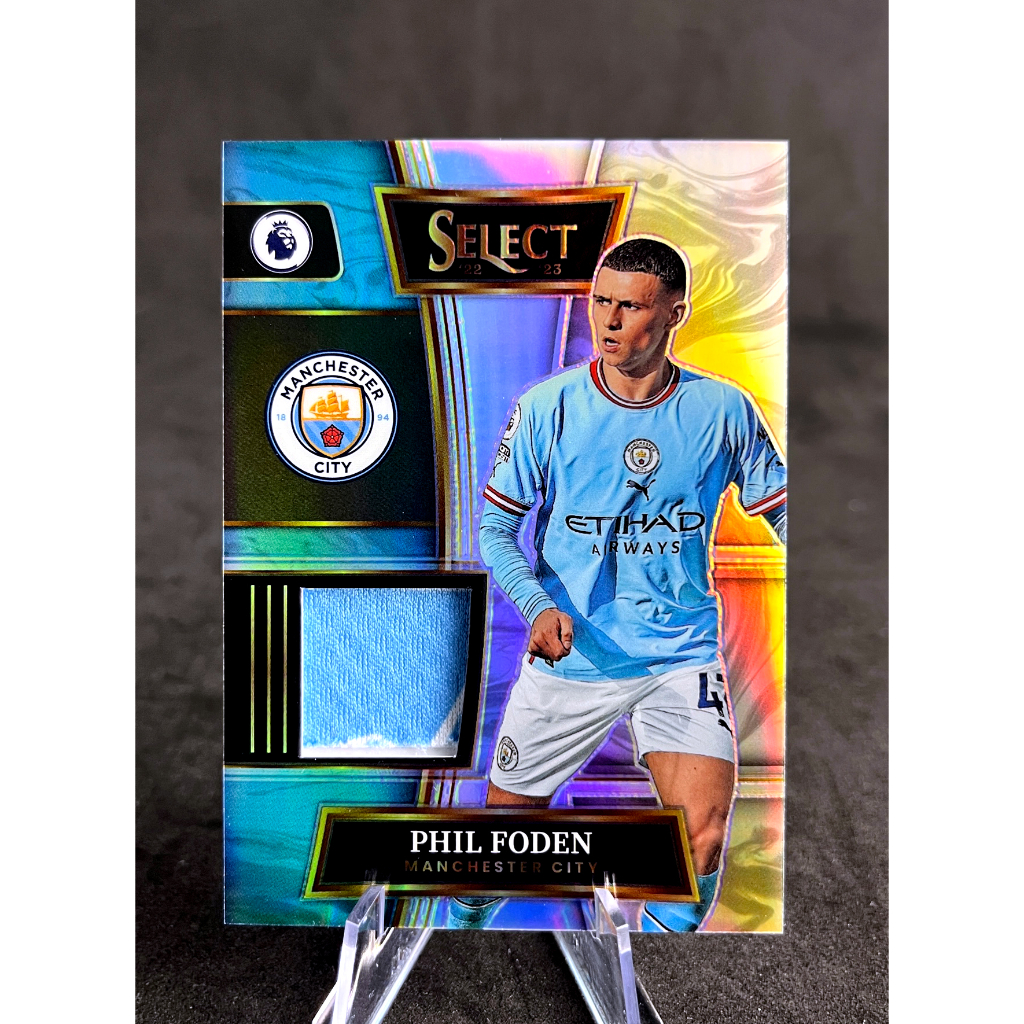 การ์ดฟุตบอล Phil Foden Patch Silver Prizm 2022-23 Panini Select Premier ...