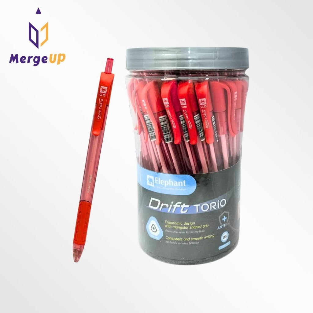 ปากกาลูกลื่น 0.5 DRIFT TORIO ELEPHANT หมึกน้ำเงิน หมึกแดง หมึกดำ ...