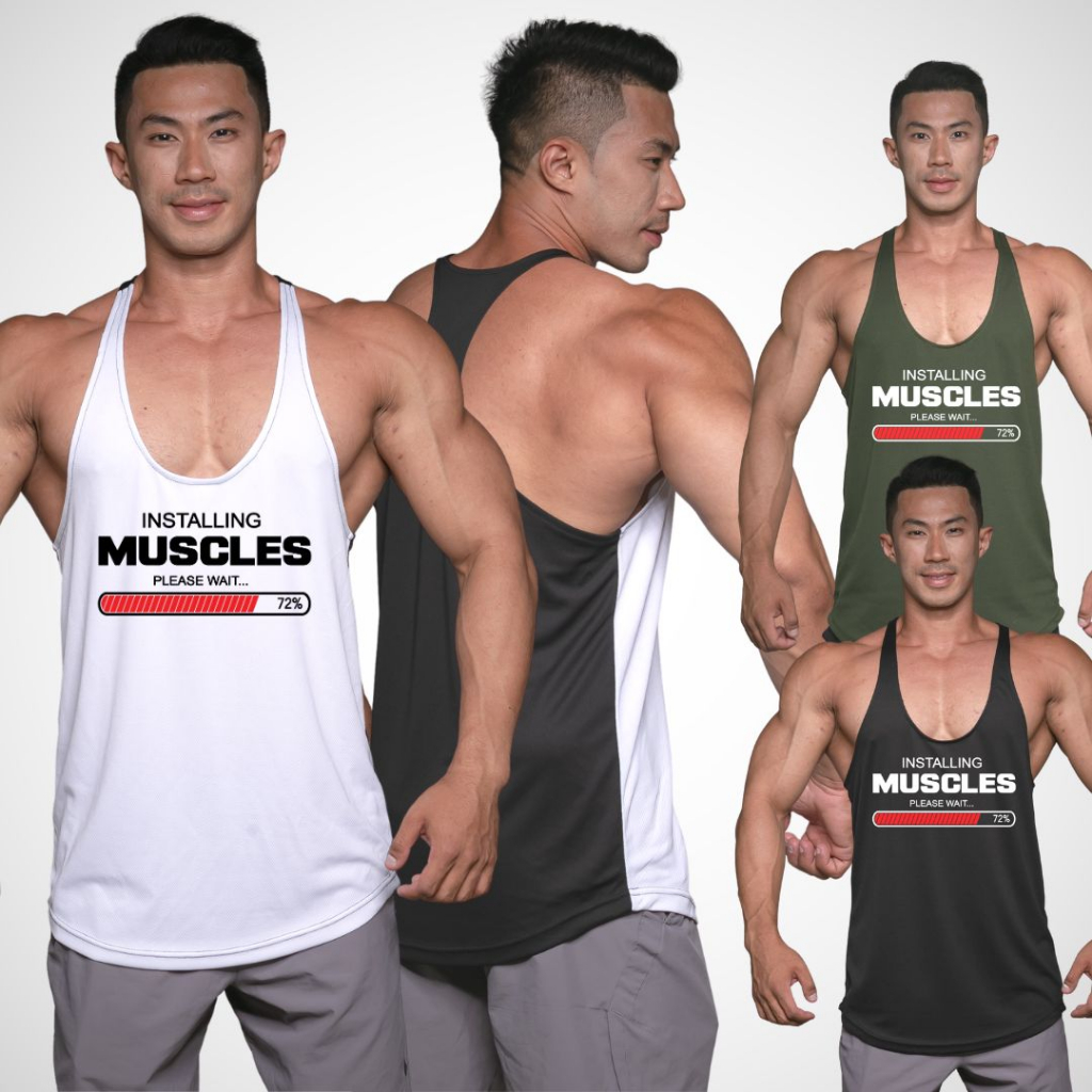 INSTALLING MUSCLES เสื้อกล้ามเพาะกายทรงคลาสสิค Bodybuilding Dry Fit Gym ...