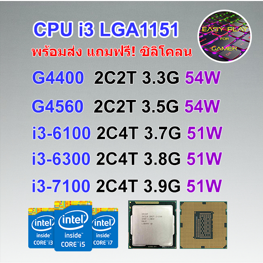 ⚡️CPU intel G 3900 / G 4400 / G 4560 / i3 6100 / i3 7100 Socket 1151 ฟรีซิลิโคน1ซอง | Shopee ...