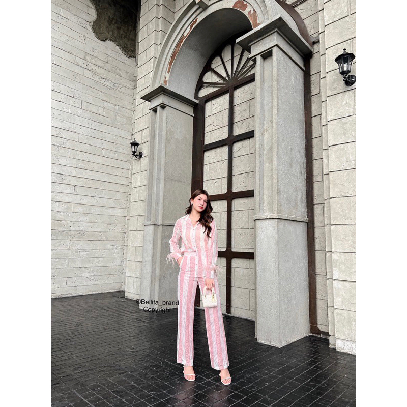 เซ็ตงานตามหา งานเรียบหรู งานป้ายBellita brand สีชมพู ขนาดS NEW!!! | Shopee Thailand