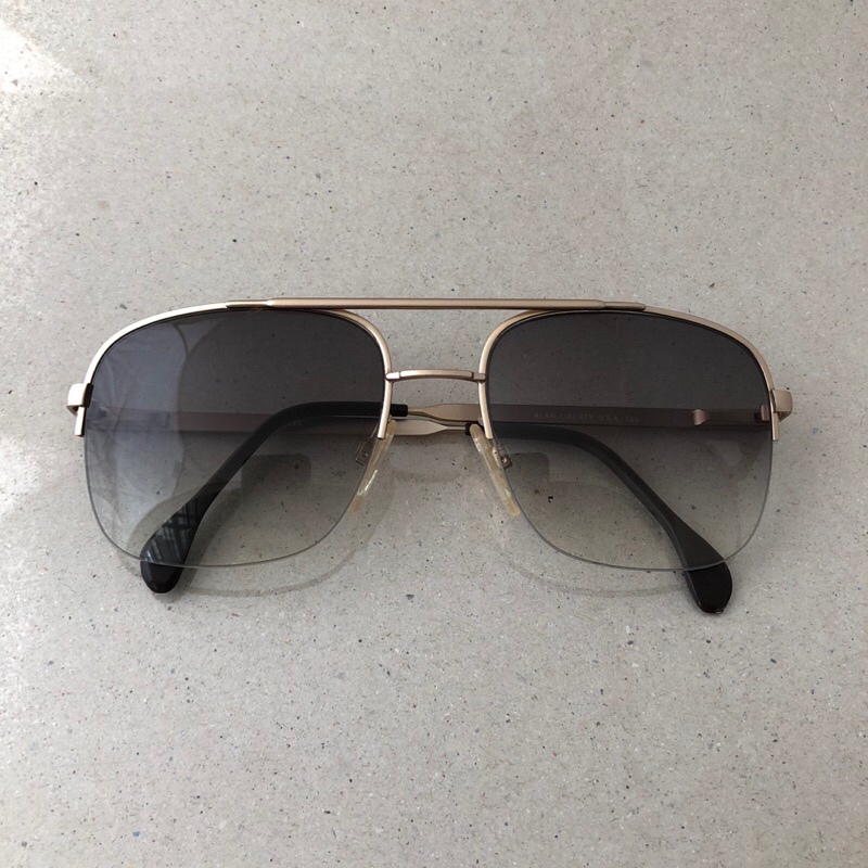 แว่นกันแดดวินเทจแท้ LIBERTY : Matt Gold Half Frame Aviator , Made in ...