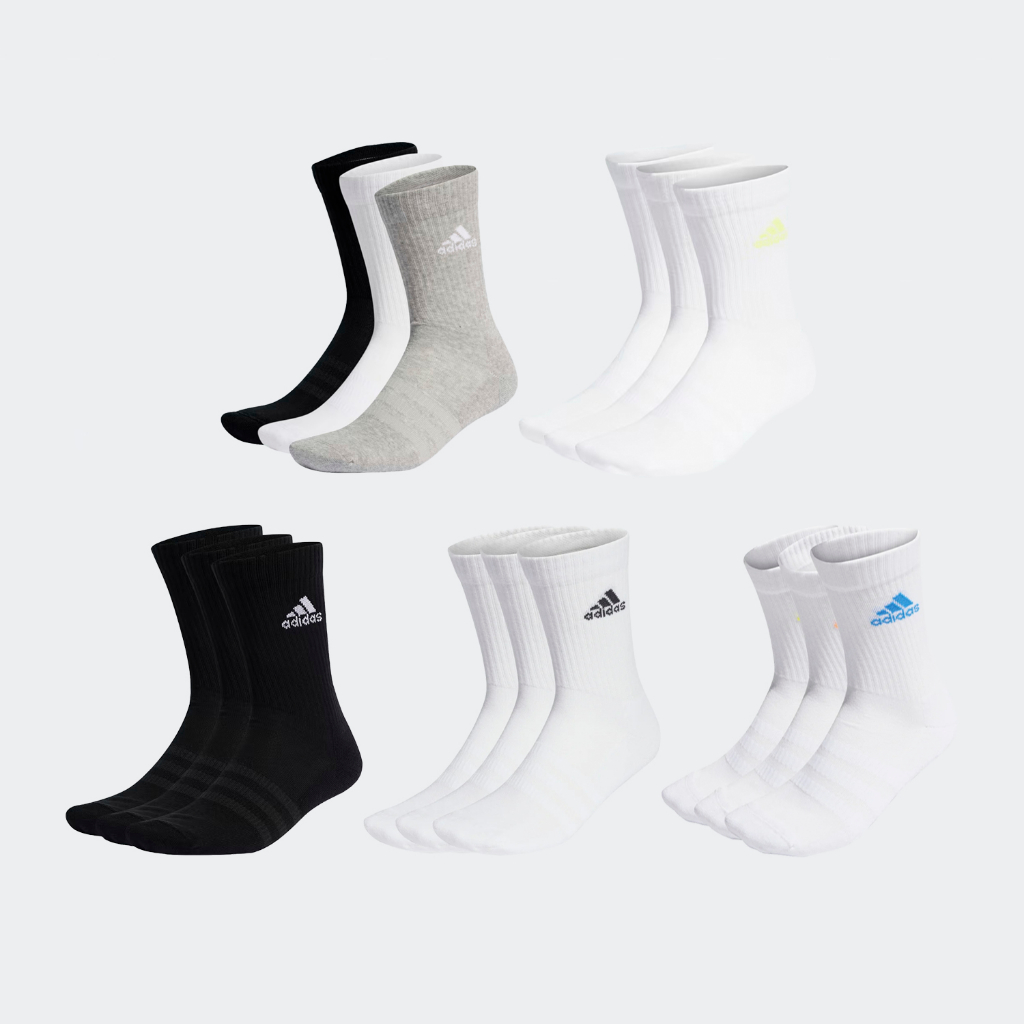 Adidas ถุงเท้า Cushioned Crew Socks 3 Pairs (5แบบ) | Shopee Thailand