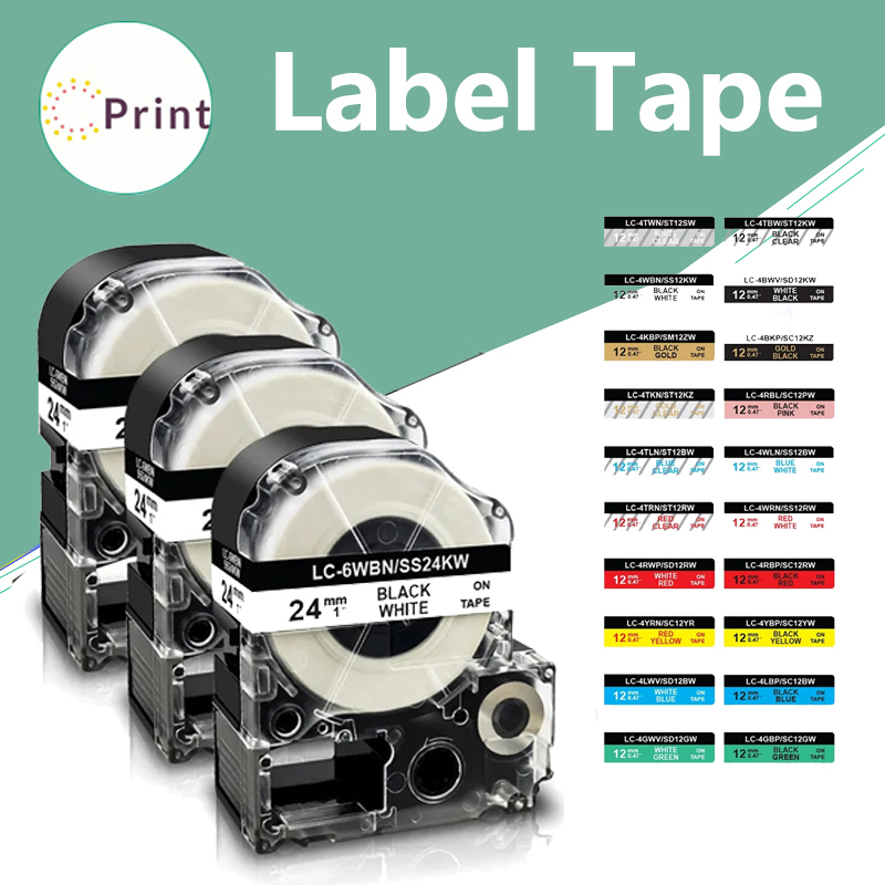 Label Tape SS12KW For Epson LW-Z700FK LW-Z900FK OK200 OK300 OK500P ...