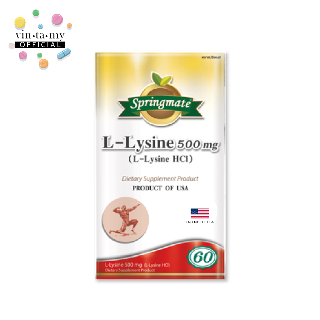 Springmate(สปริงเมท) L-Lysine 500 mg. ขนาด 60 เม็ด [EXP.11/02/2026] | Shopee Thailand