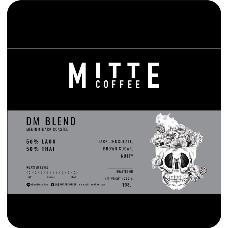 Mitte coffee เมล็ดกาแฟอราบิก้าคั่วกลาง - เข้ม DM blend มี 3 ขนาด 200 ...