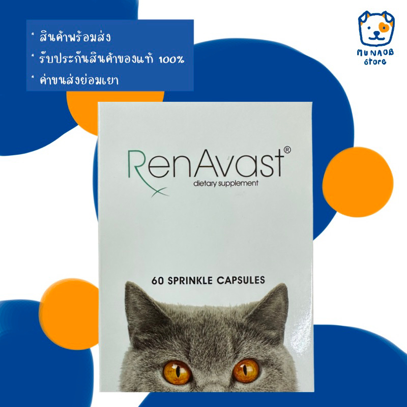 RenAvast (Cat) 60 Capsules อาหารเสริมโปรตีนบำรุงไต สำหรับแมว (หมดอายุ ...
