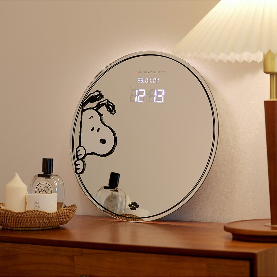 ( พร้อมส่ง ) Peanuts Snoopy Mirror LED Clock กระจกพร้อมนาฬิกาในตัว ...
