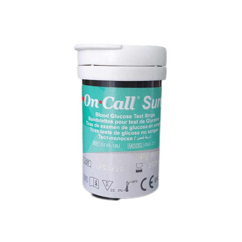 แผ่นตรวจน้ำตาล oncall sure 25 test แบ่งขาย 1 ขวด on call sure เยอรมัน ...