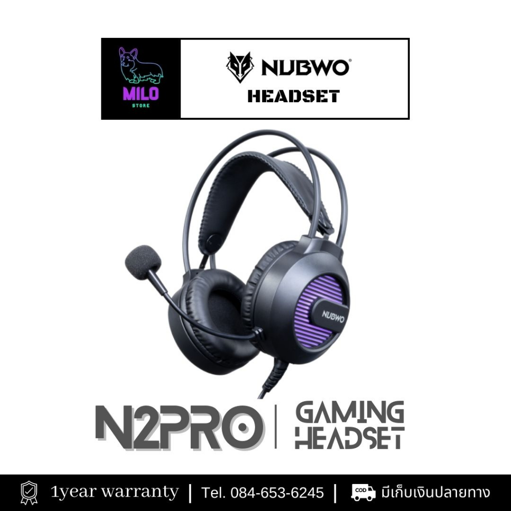 Nubwo N2PRO Gaming Headset หูฟังเกมมิ่ง หูฟัง ไฟ LED ที่ครอบหูนุ่ม ไฟปรับหมุนได้ 360 องศา รับ ...