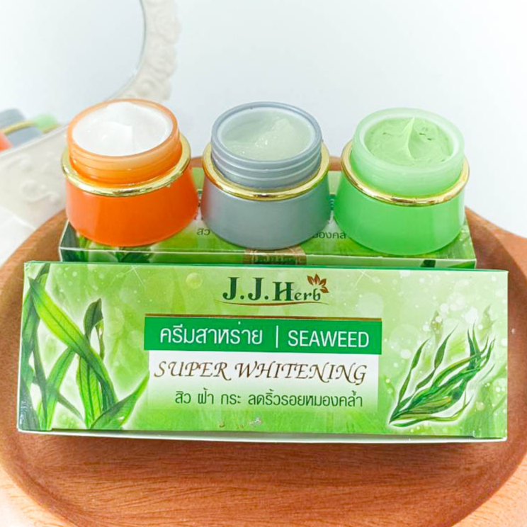 ครีมสาหร่าย J.J. Herb เซต 3 ชิ้น ขนาด 10 กรัม Seaweed Super Whitening ...