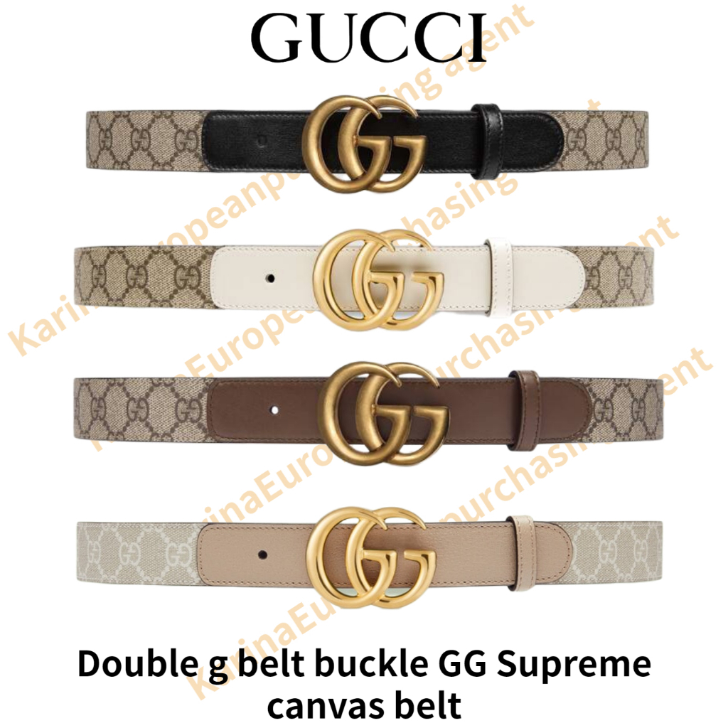 GUCCI Classic models Double g belt buckle GG Supreme canvas belt made ...
