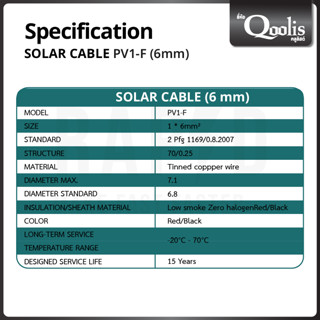 53100/53101/53150/53151 Qoolis Solar Cable PV1-F ขนาด 4 มิล, 6 มิล สาย ...