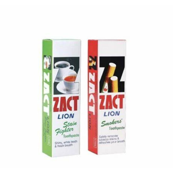ยาสีฟัน Zact Lion toothpaste ลดคราบ แซคท์ ไลอ้อน 2 สูตรสำหรับผู้ที่ดื่มชา-กาแฟและผู้สูบบุหรี่160 ...
