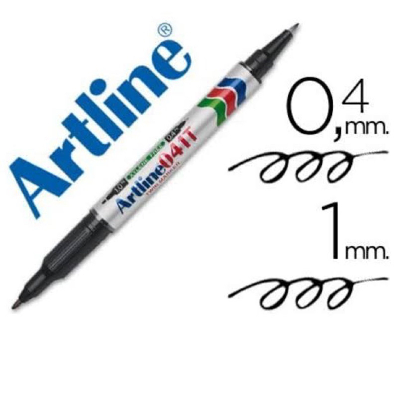 ปากกา Artline 041T สีดำ แบบ2หัว (1กล่อง/12ด้าม) | Shopee Thailand