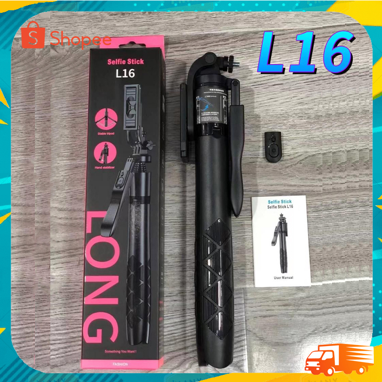Selfie Stick L16 ไม้เซลฟี่ ยืดได้ถึง 1.53 เมตร มีรีโมทเชื่อมต่อผ่านบลูทูธ (ของแท้ พร้อมส่ง ...