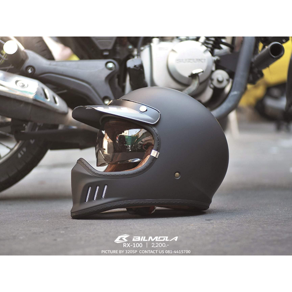 แถมฟรี!!! แก๊ปติดหน้าหมวก หมวกกันน็อค Bilmola RX100 ปี 2023 สไตล์ Old ...