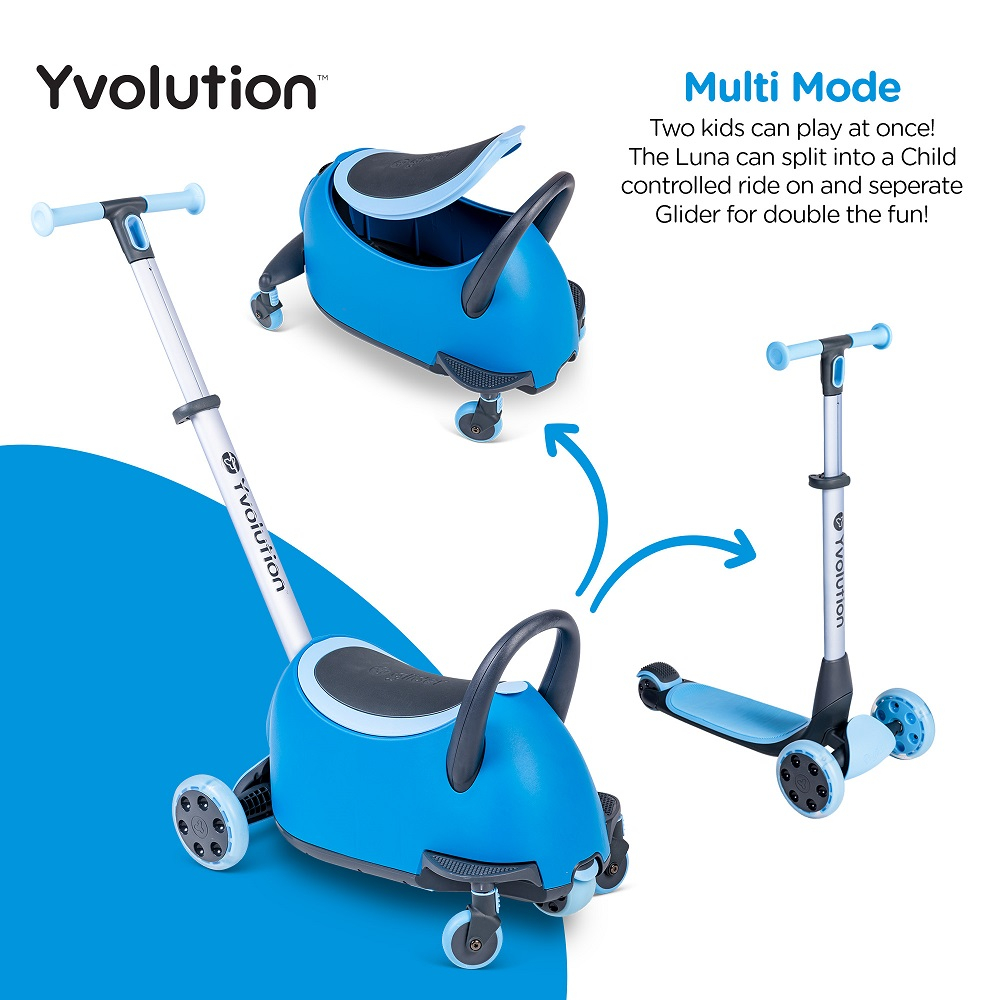 Yvolution Yglider Luna 5 in 1 - Blue สกู๊ตเตอร์พร้อมที่เก็บสัมภาระ ...