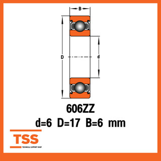 606ZZ (6x17x6 mm) ตลับลูกปืนเม็ดกลมร่องลึก ฝาเหล็ก 2 ข้าง 606-2Z, 606Z ...