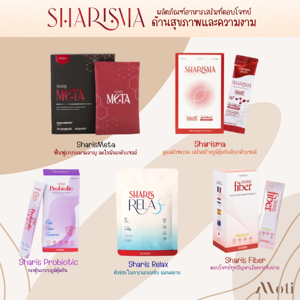 ส่งฟรี SHARISMA ชาริสม่า COLLAGENTelos95 / Meta / Fibregum / Probiotic ...
