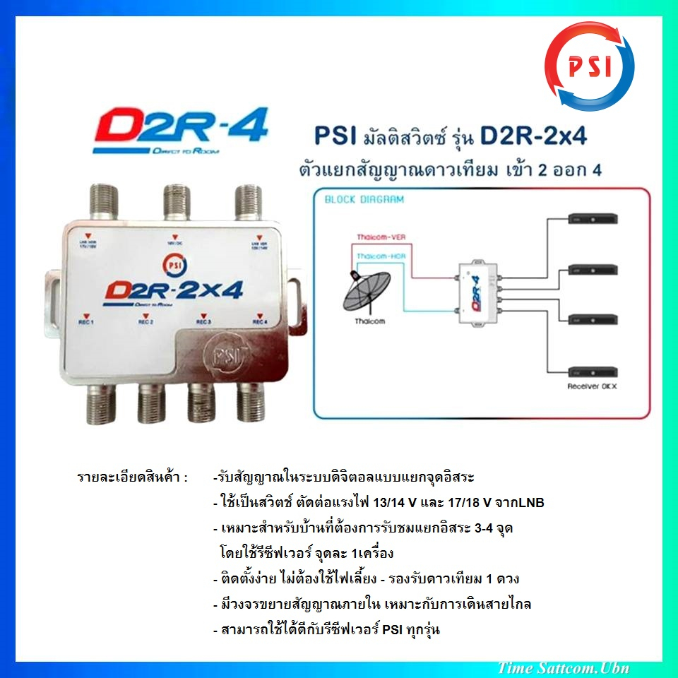PSI D2R-2x4 Multi Switch อุปกรณ์เพิ่มจุดรับชม จุดที่ 3,4 ใช้คู่กับ หัว ...