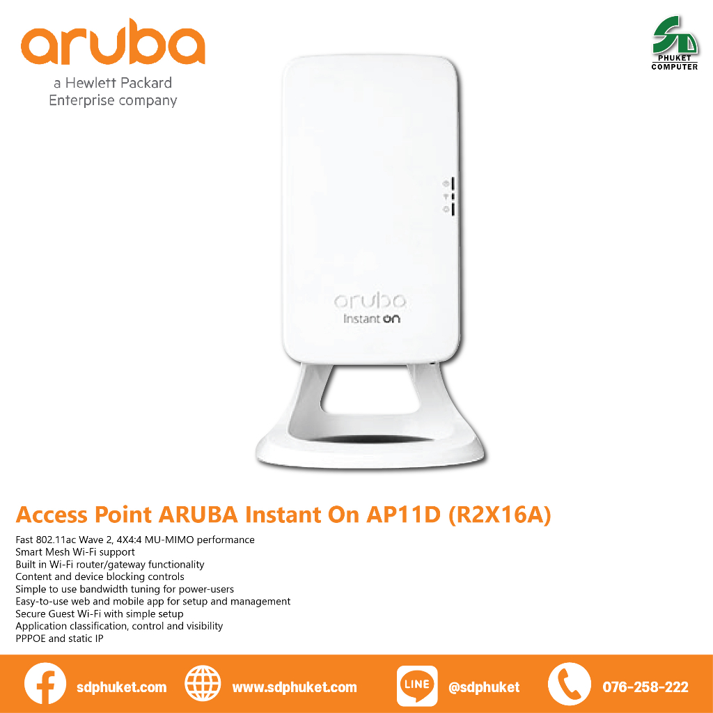 R2X16A Access Point ARUBA Instant On AP11D Wireless AC1200 Gigabit ...