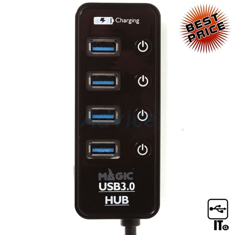 4 Port USB HUB v3.0 + USB Charger 1P MAGIC TECH MT-26 (Black) ประกัน 1Y ฮับ ยูเอสบี | Shopee ...