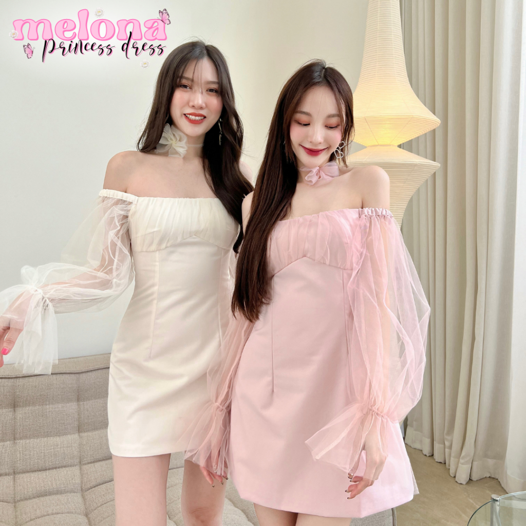 SEOULMATE MELONA #SM6587 มินิเดรสสุดน่ารักมาพร้อมดีเทลแต่งผ้าตะข่ายช่วงอกและช่วงแขน น่ารัก หวน ...