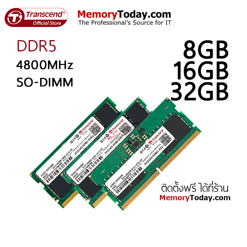 Transcend DDR5 4800 SO-DIMM Capacity: 8GB 16GB 32GB (RAM Notebook) | Shopee Thailand