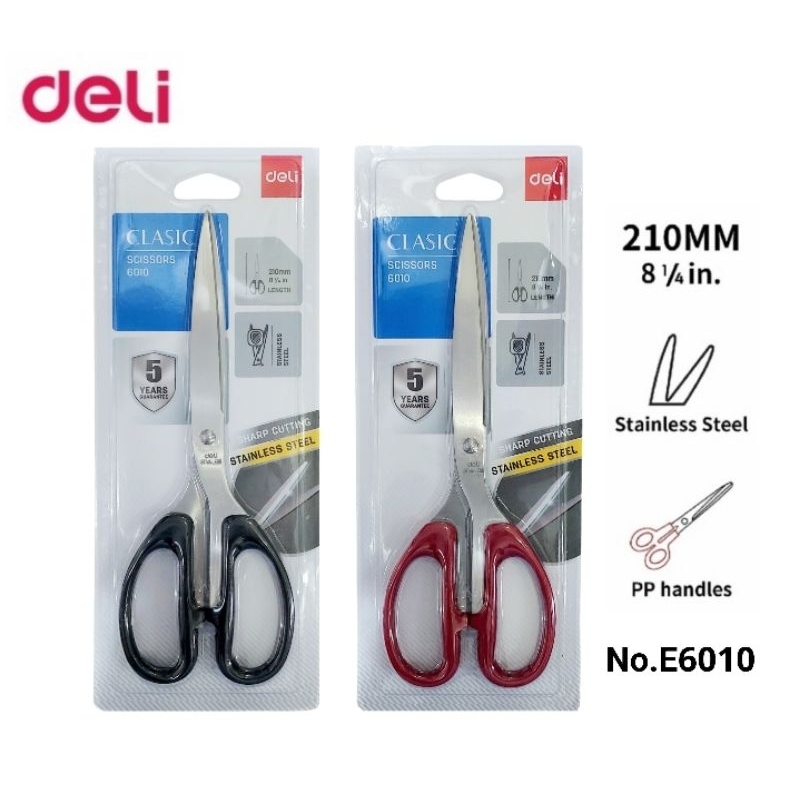 Deli กรรไกร สเตนเลส Scissors E6010 ขนาด 8 1/4 นิ้ว (210 มม.) ด้าม ...