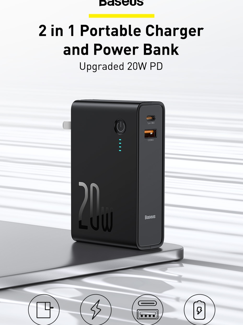 Baseus Power Station 2 Power Bank Adaptor 10000mAh 20W | Shopee Thailand