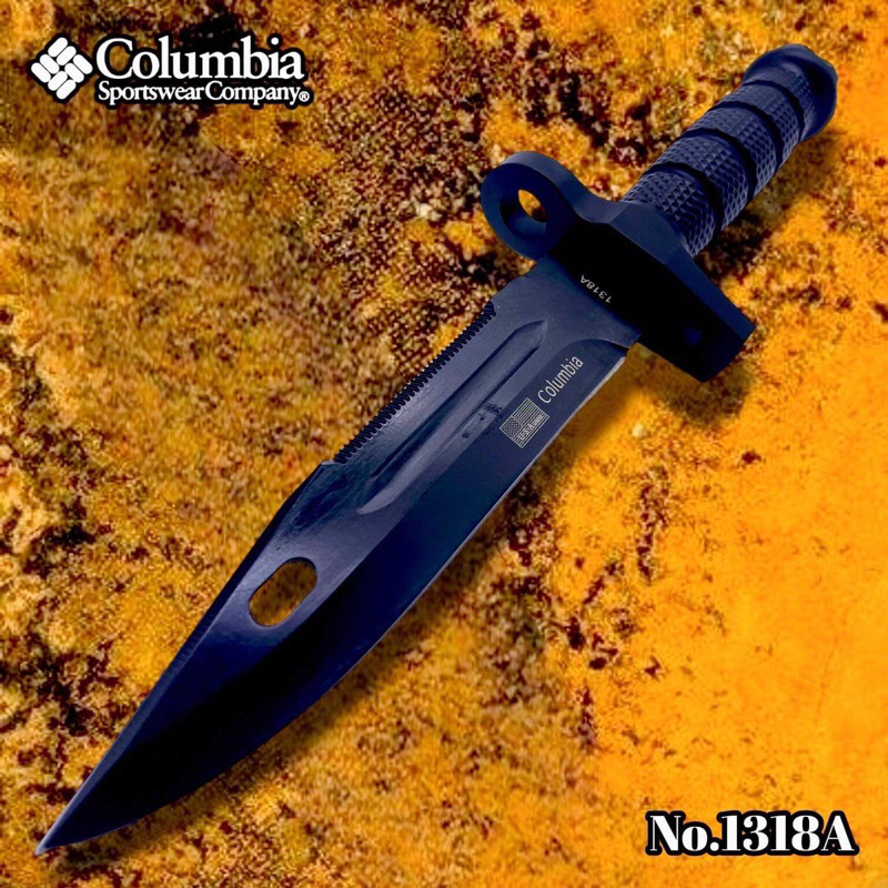 มีดเดินป่าทรงโบวี COLUMBIA รุ่น 2538B ใบรมดำ พร้อมอุปกรณ์ เข็มทิศ ที่ ...