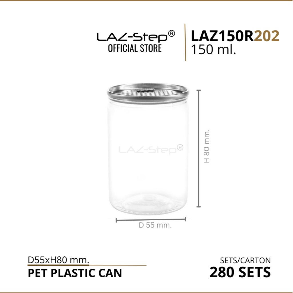 LAZ-Step กระป๋องพลาสติก PET CANS ขนาด 150ml. ลังละ 280 ชุด รหัส LAZ150R202 | Shopee Thailand