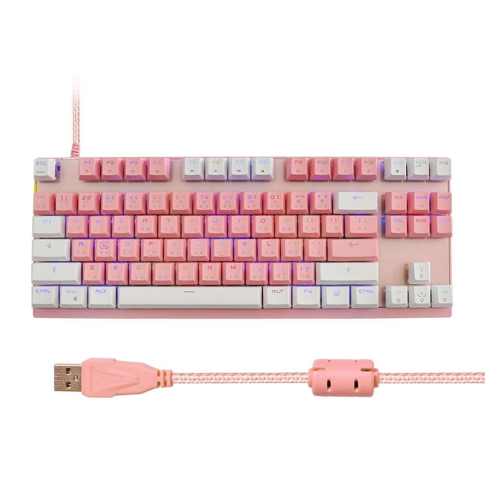 OKER GAMING KEYBOARD WINTER PINK RGB BACKLIT K83 (Blue Switch) | Shopee ...