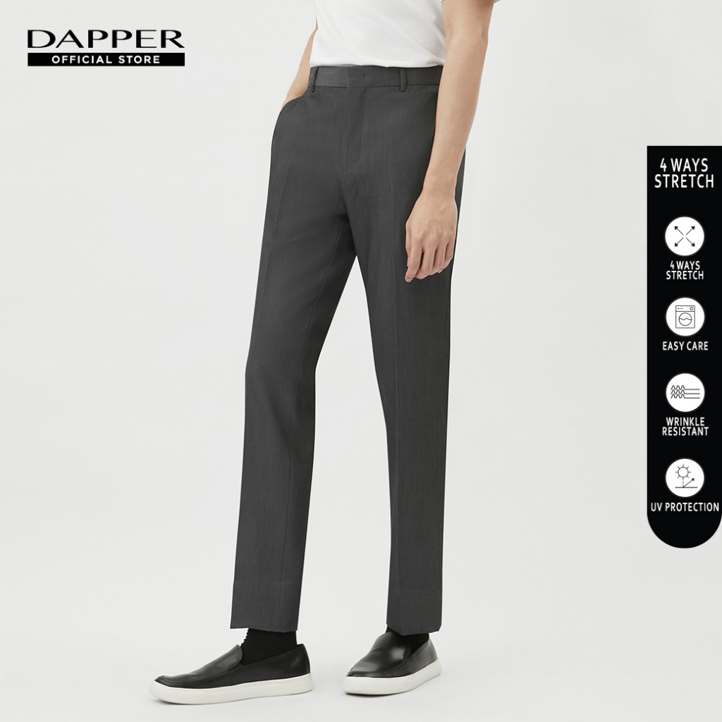 DAPPER กางเกงทำงาน รุ่น 4 Ways Stretch ทรง Slim-Fit สีเทา (TB9GY/610SP3) | Shopee Thailand