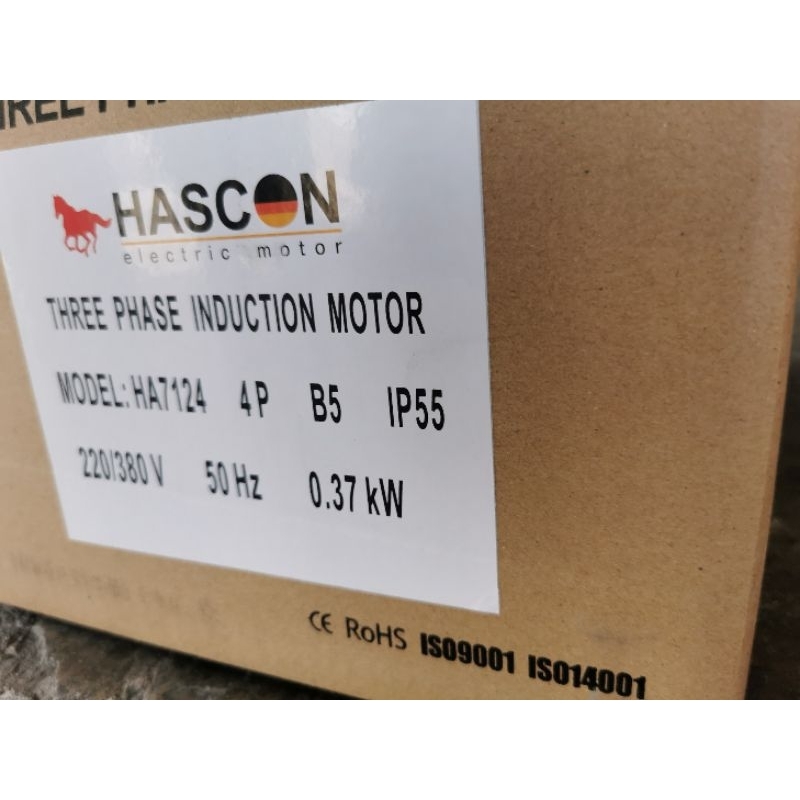 HASCON Motor 0.37kw, 1/2HP 4P B3, B5 220/380v. 3Ph มอเตอร์ 1/2แรง 4โพล ...