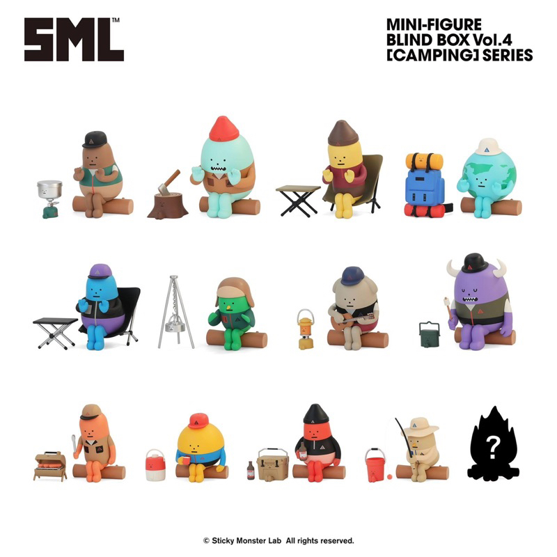 พร้อมส่ง แบบแยก SML mini blindbox camping series, sticky monster lab ...