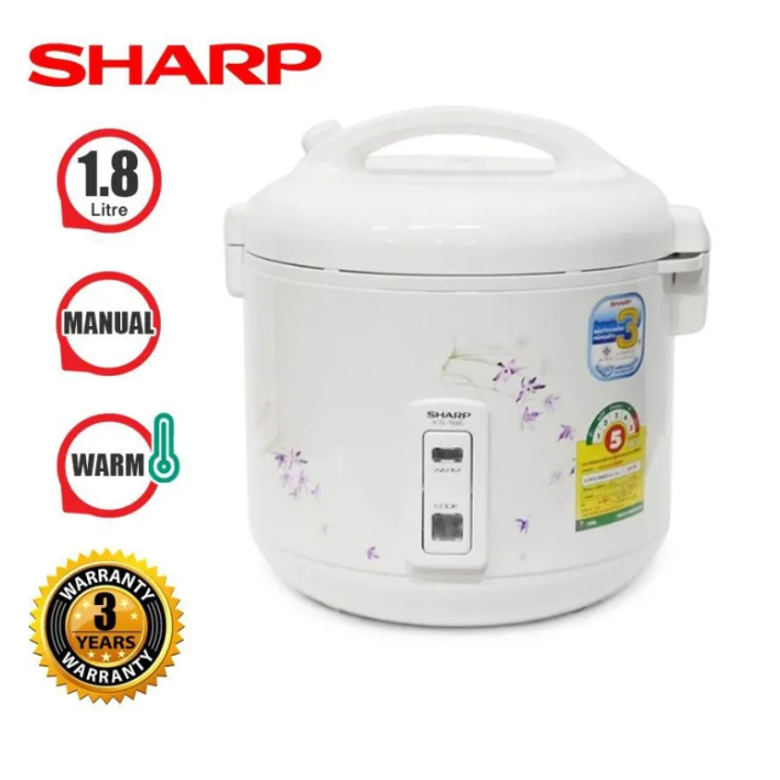 SHARP หม้อหุงข้าวอุ่นทิพย์ รุ่น KS-18E 1.8 ลิตร (สีขาวคละลาย)ไม่เคลือบ หม้อหุงข้าว หม้อไฟฟ้า ...